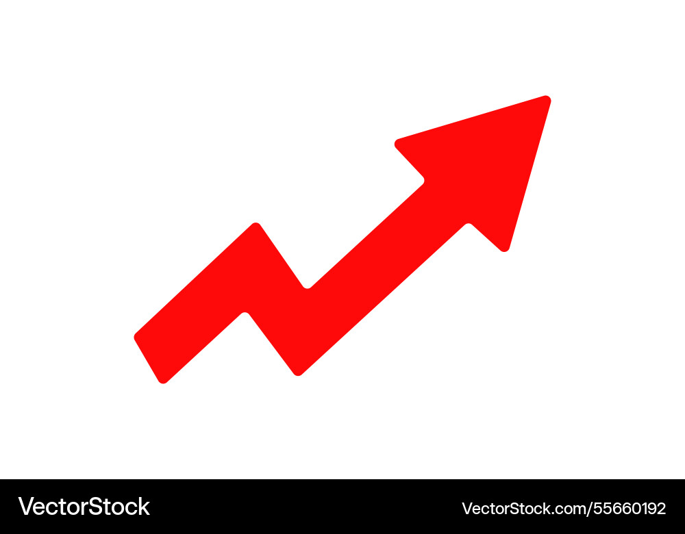 Red arrow pointing upward showing growth Vector Image