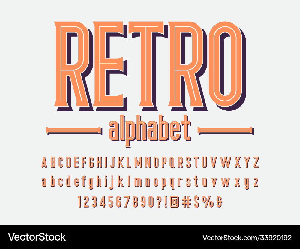 Retro font Royalty Free Vector Image - VectorStock