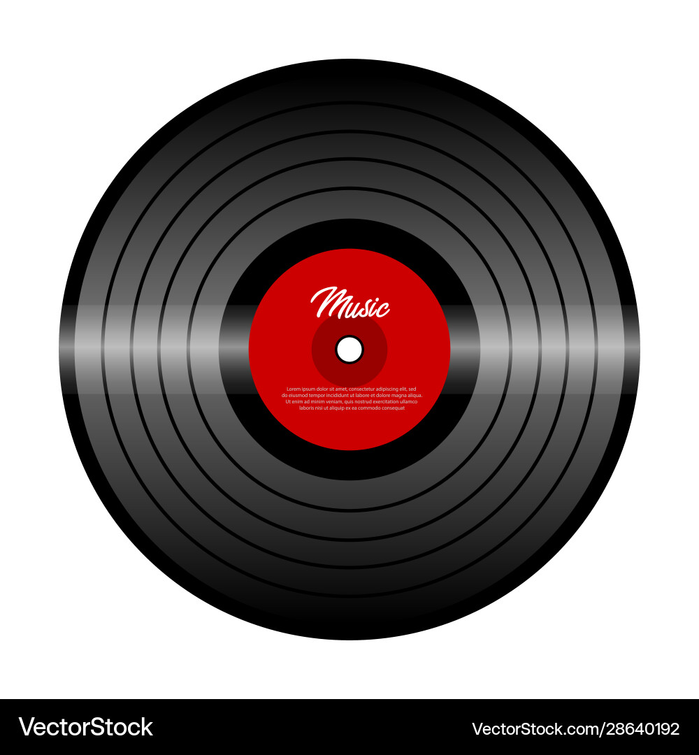 Retro vinyl record with red label Royalty Free Vector Image