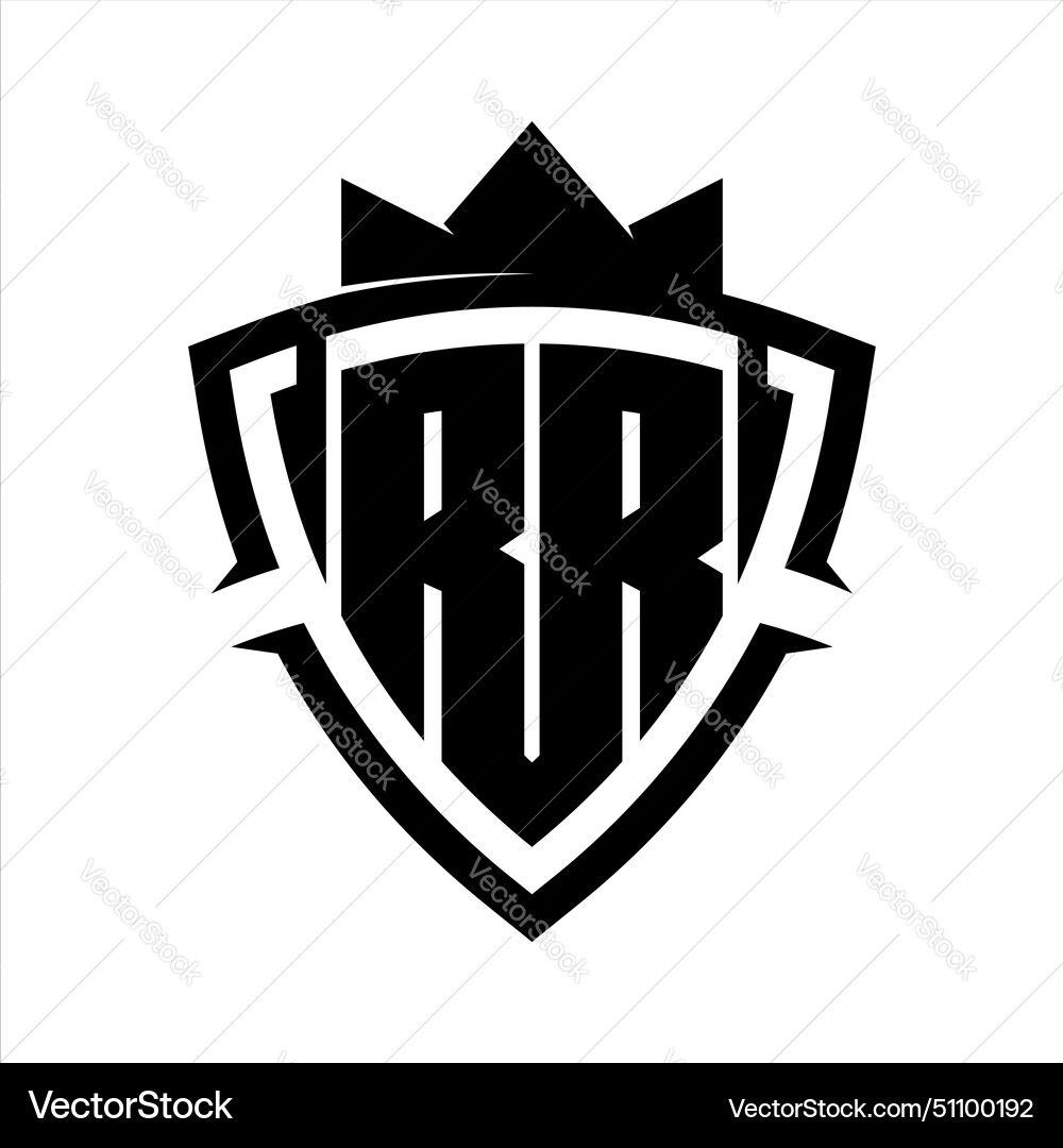 Rr letter bold monogram triangle curve shield Vector Image