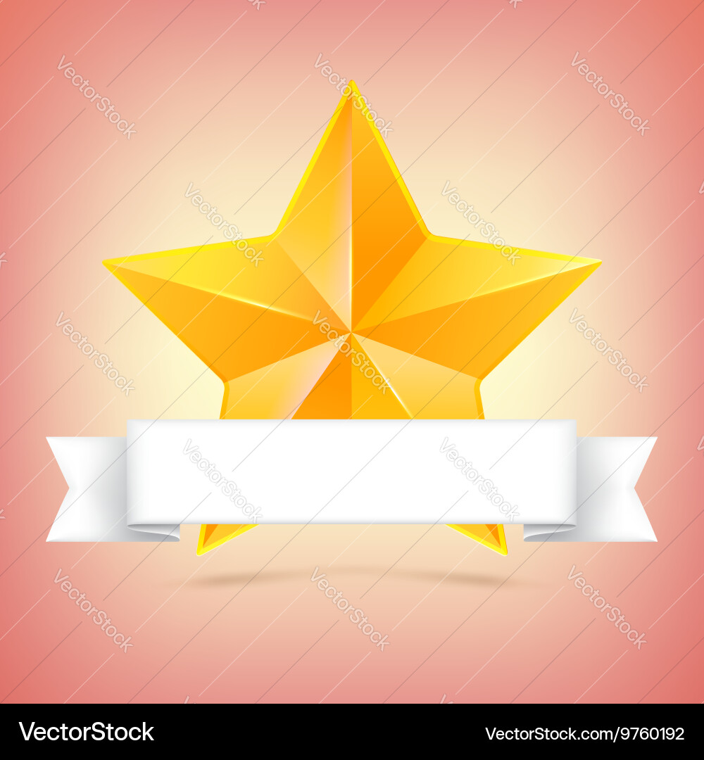 Yellow star with ribbon Royalty Free Vector Image