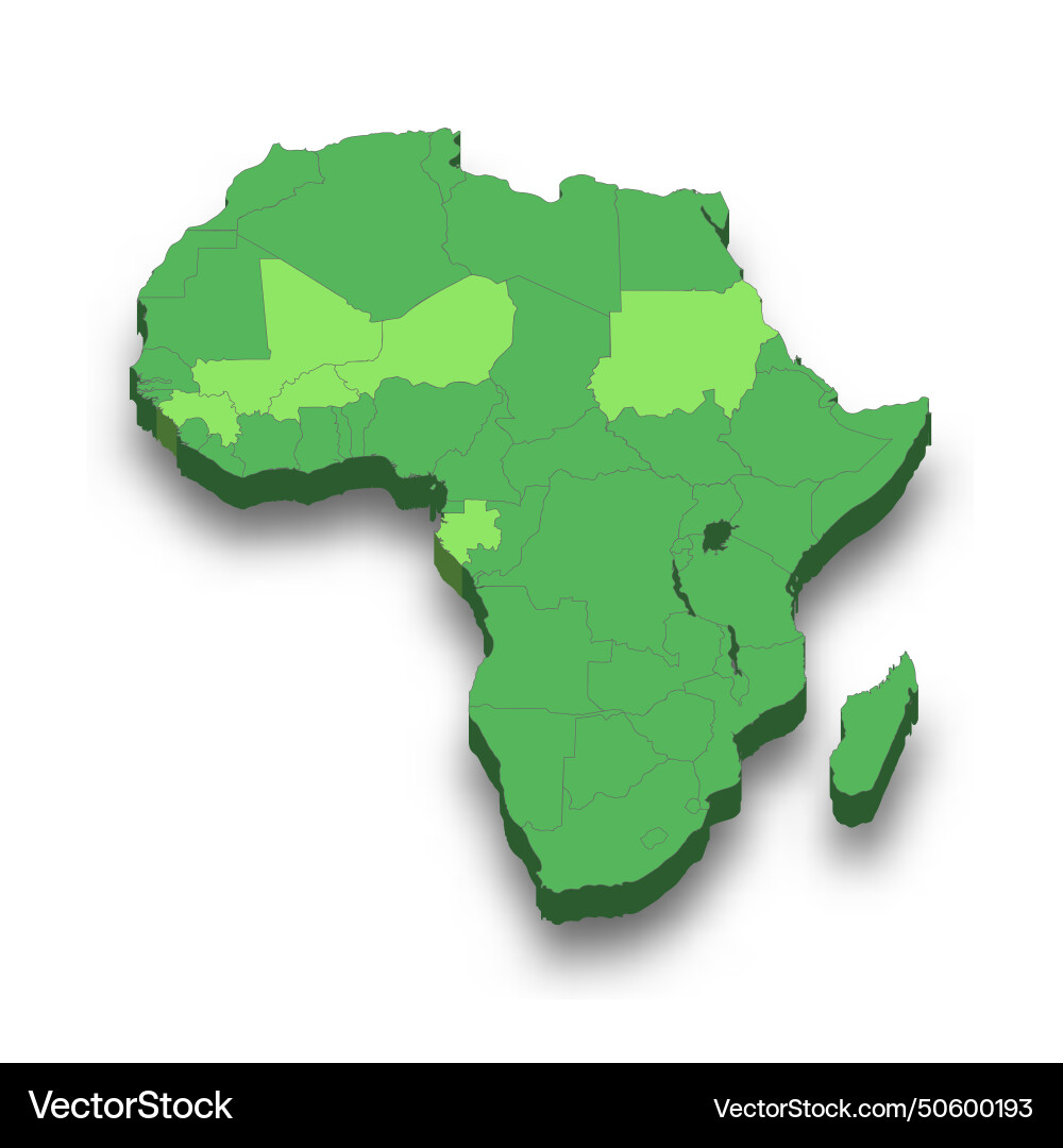 African union location within africa 3d map Vector Image