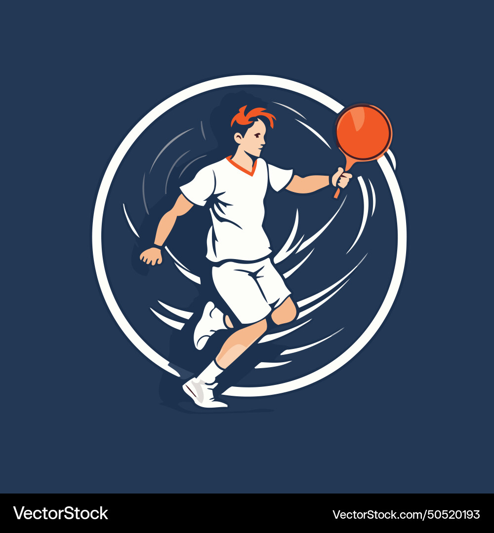 Badminton player with racket and ball Royalty Free Vector