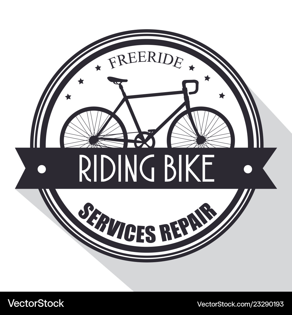 Bicycle shop emblem with service repair Royalty Free Vector