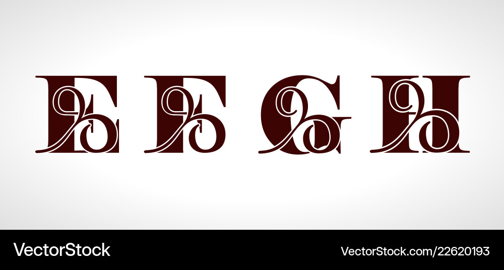 Decorative capital letters f e g h for your Vector Image