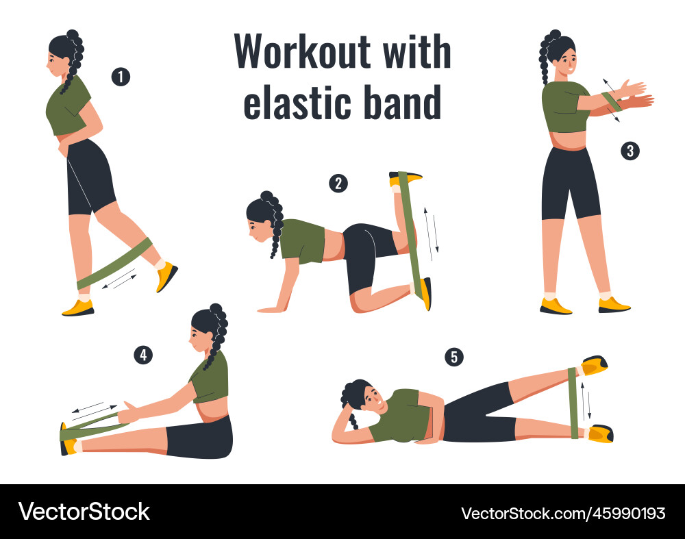 Elastic band workout infographics Royalty Free Vector Image