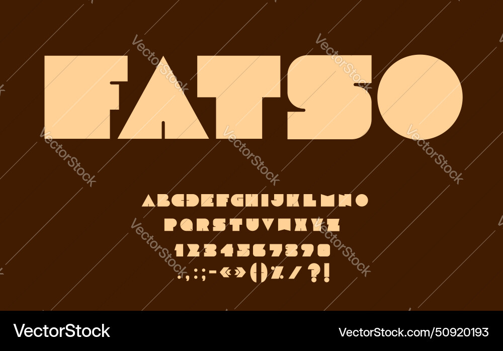 Fat font bold geometric type abstract typeface Vector Image