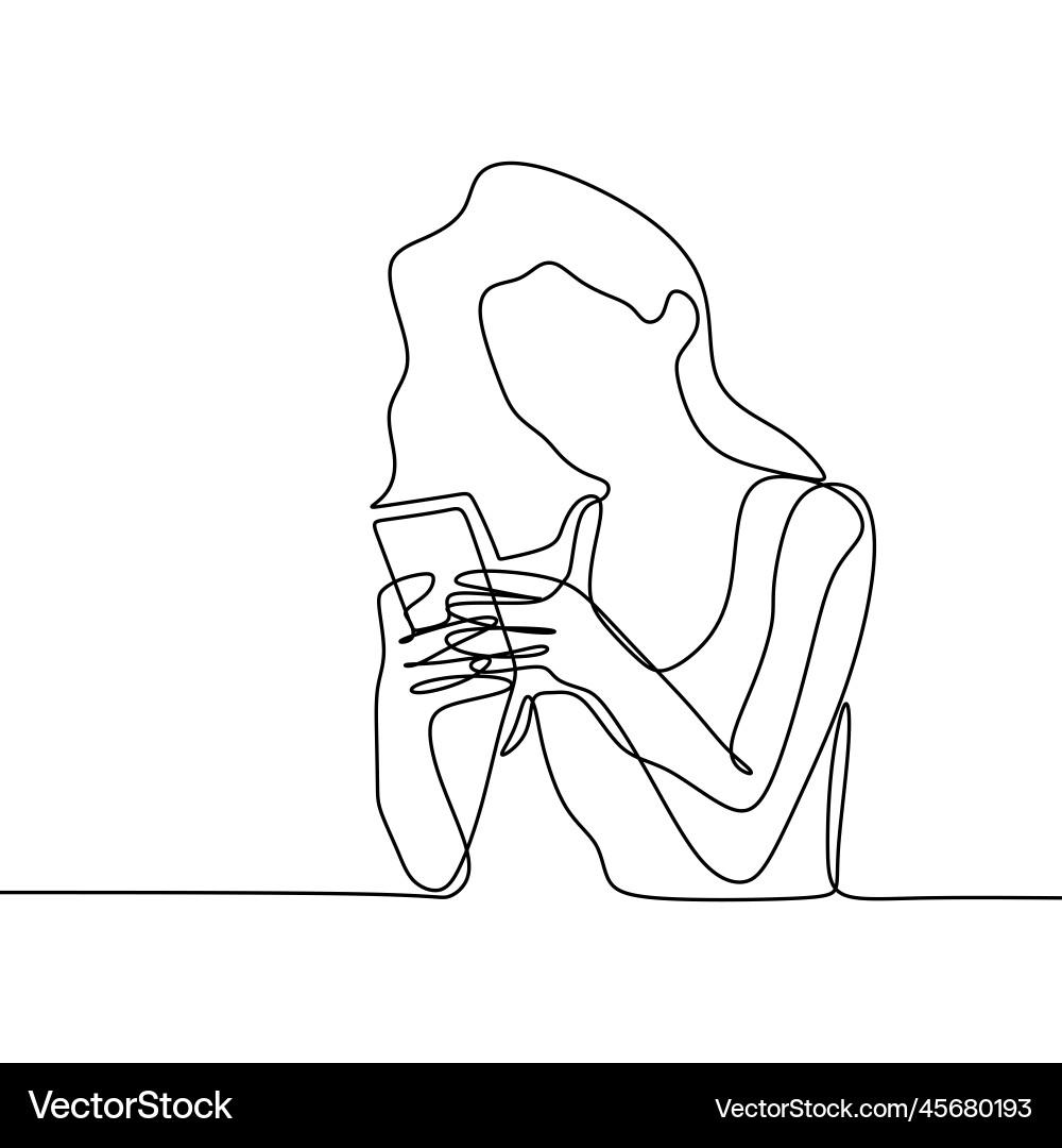 Girl playing and using smart phone continuous Vector Image