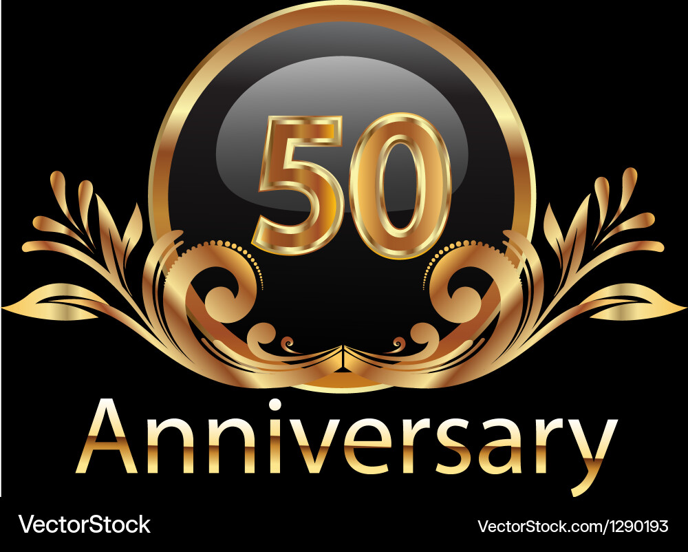Golden 50th Anniversary Celebration Royalty Free Vector
