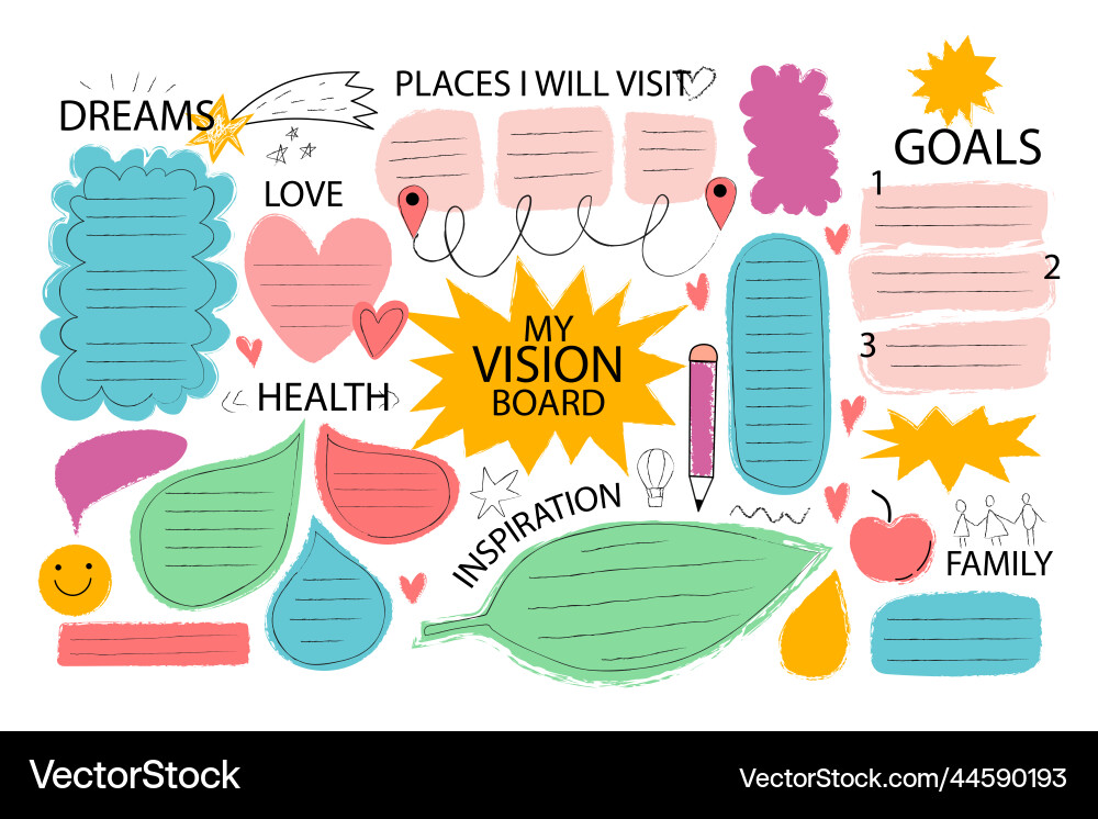 Hand drawn vision board Royalty Free Vector Image
