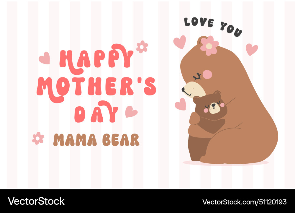 Heartwarming mothers day bear mom hug baby cub Vector Image