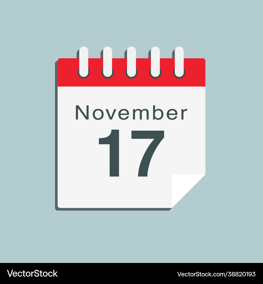 Icon day date 17 november template calendar page Vector Image