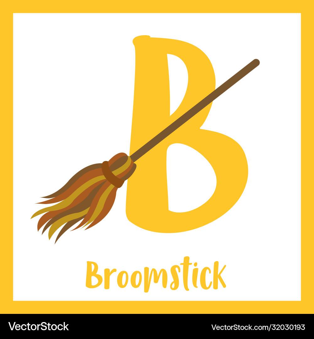 Letter b vocabulary broomstick Royalty Free Vector Image