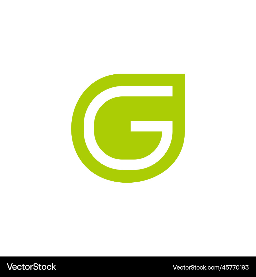 Letter g green leaf outline logo Royalty Free Vector Image