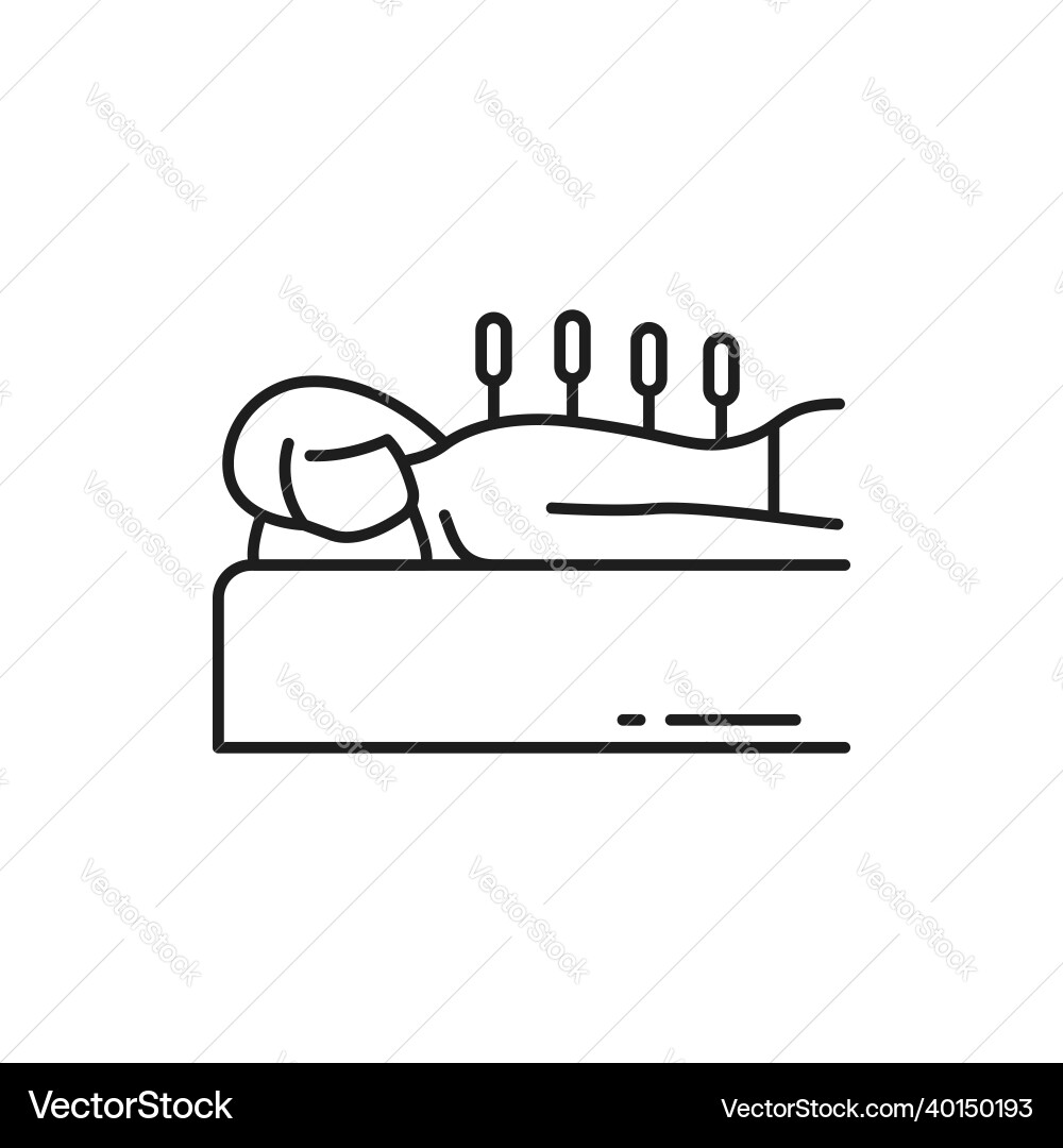 Needles in back acupuncture integrative medicine Vector Image