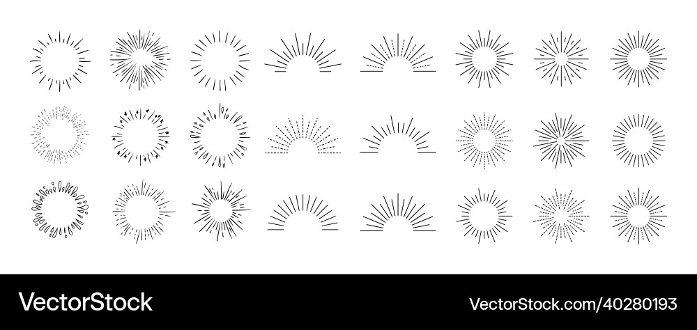 Retro shining icons collection black Royalty Free Vector