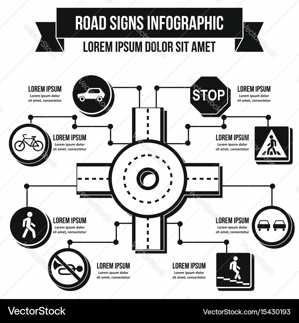 Road signs infographic concept simple style Vector Image