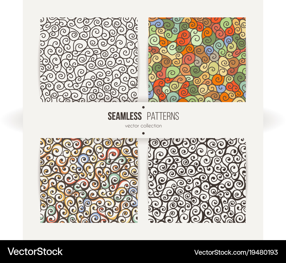 Seamless swirl patterns set Royalty Free Vector Image
