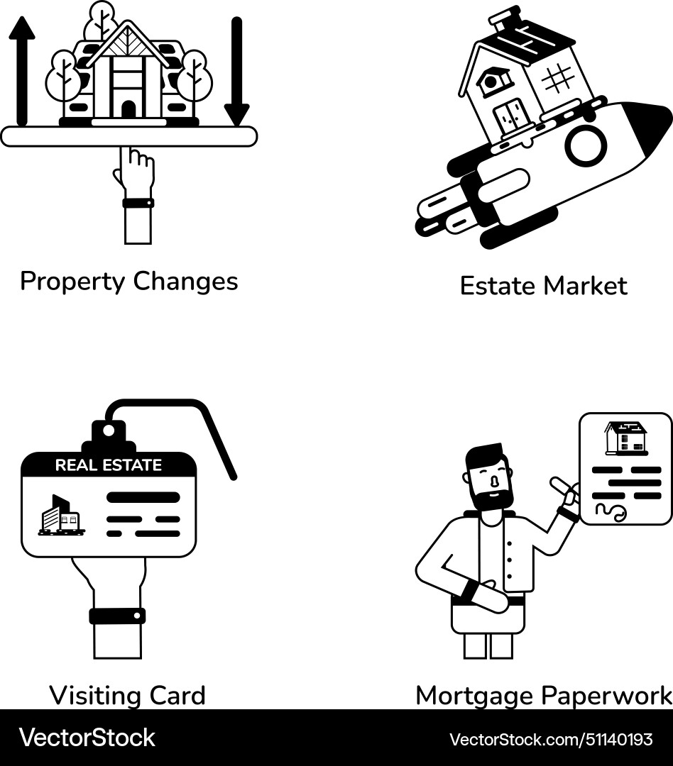 Set of property operations glyph icons Royalty Free Vector
