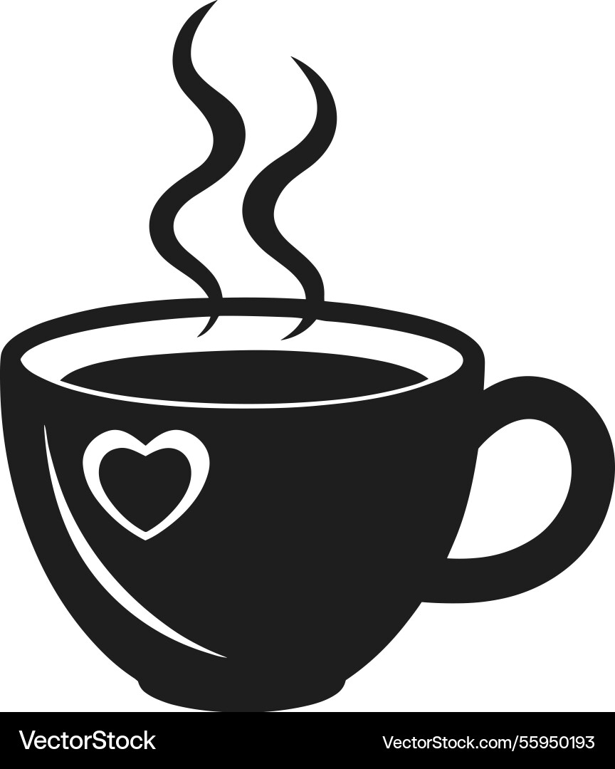 Steaming coffee cup with heart romantic caf Vector Image