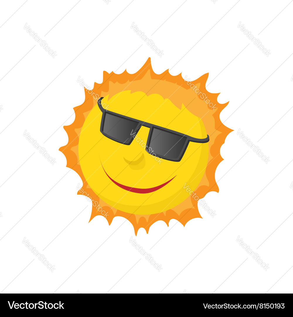 Sun face with sunglasses icon cartoon style Vector Image
