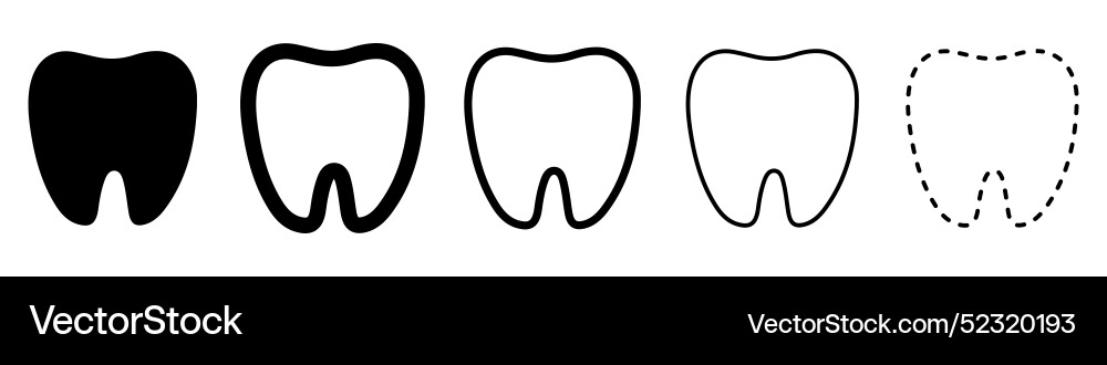 Tooth icons set shape symbol black icon Royalty Free Vector