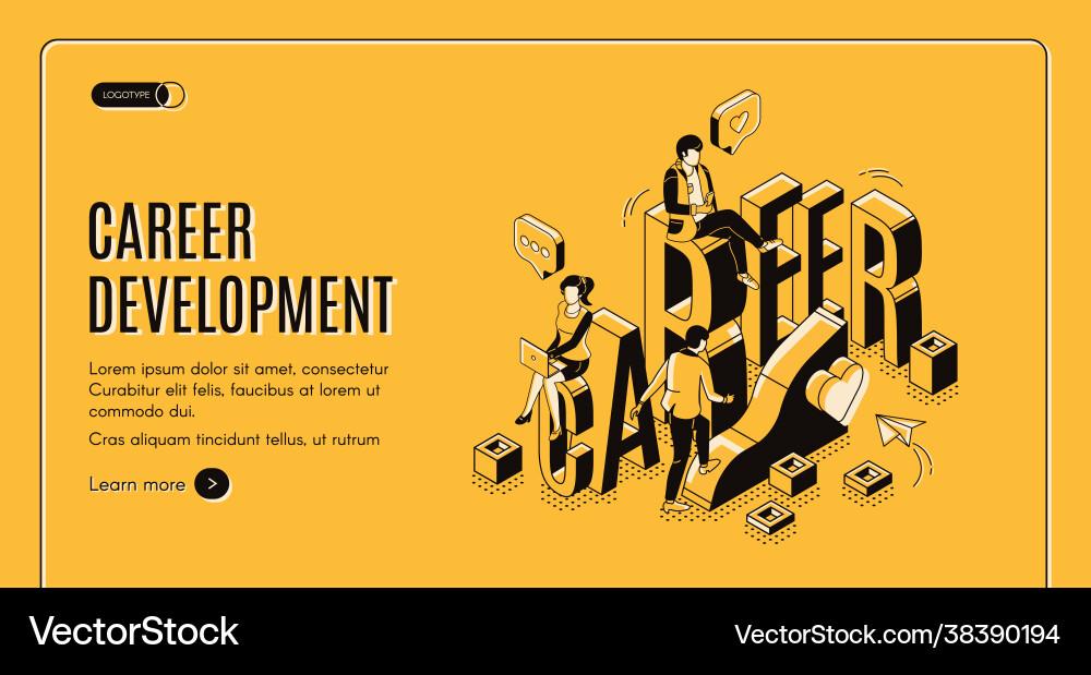 Career development isometric landing page banner Vector Image