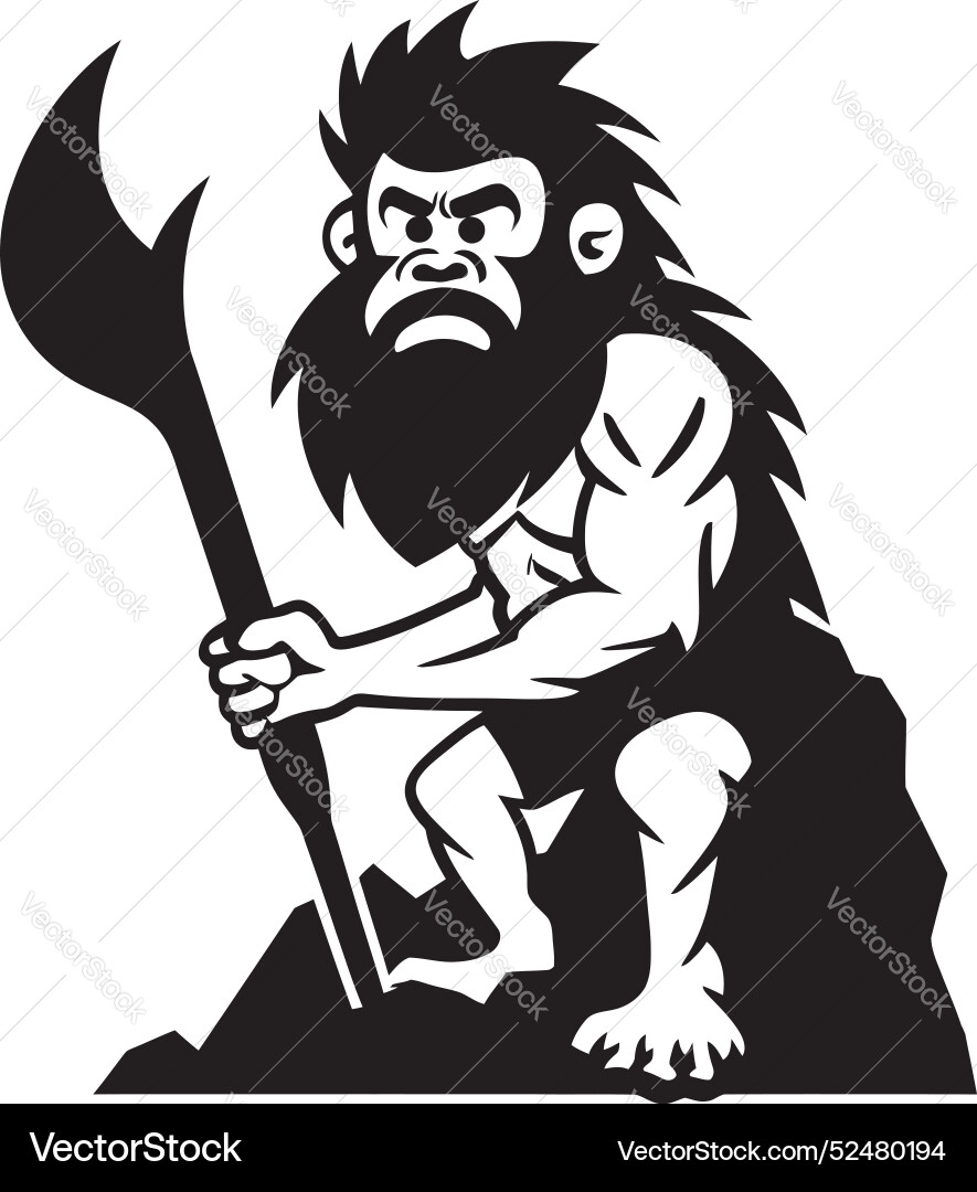 Clubber clyde strong caveman symbol boulder buddy Vector Image