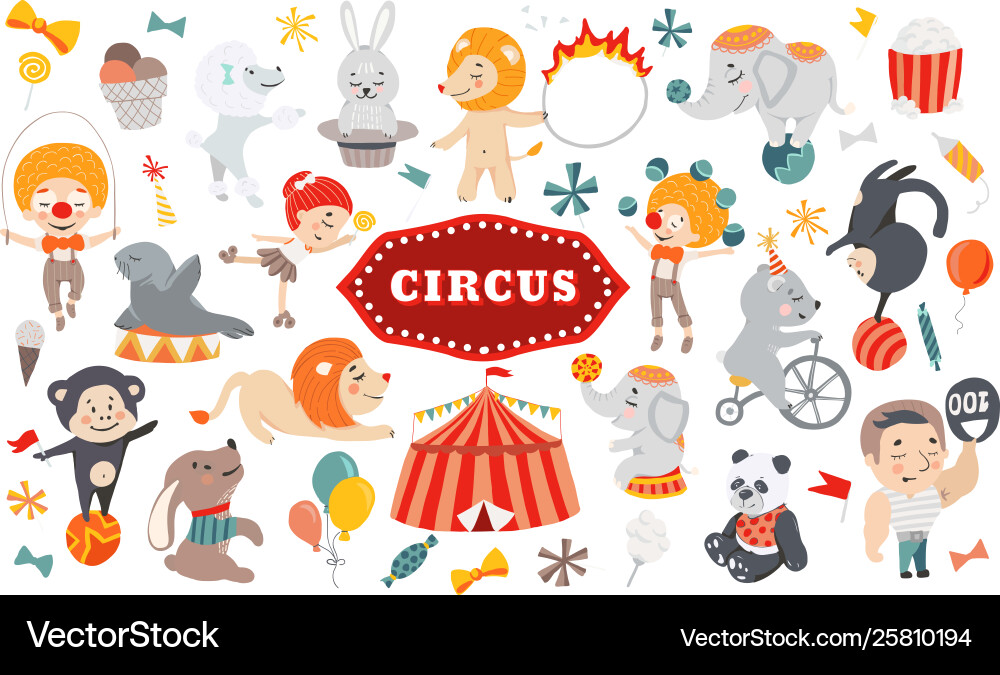 Colorful Circus Animals Royalty Free Vector Image