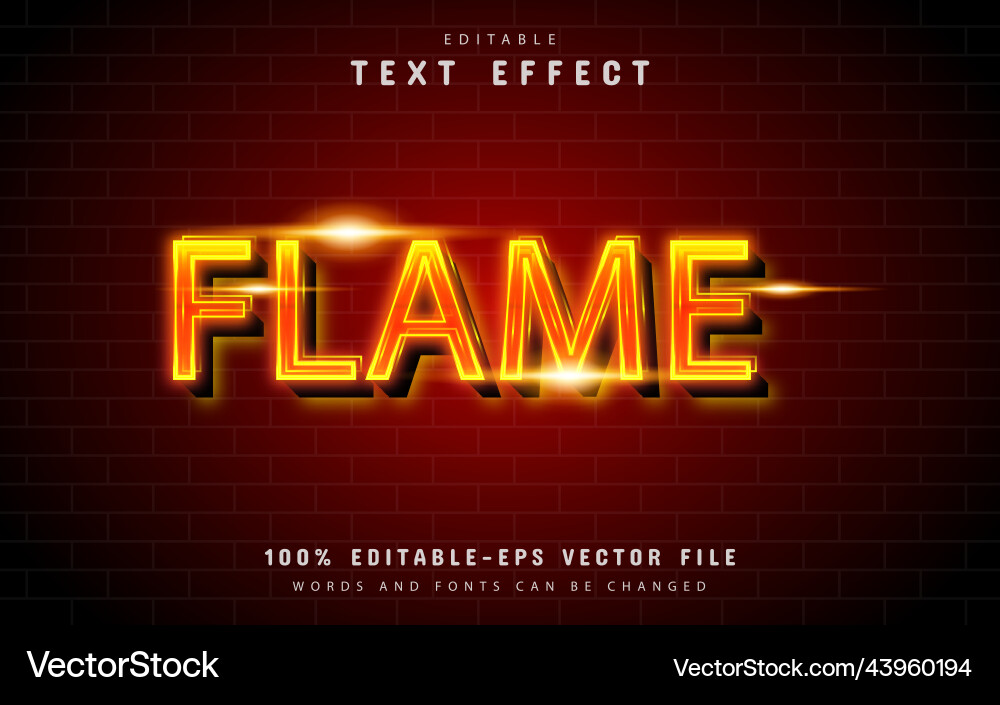 Flame text effect Royalty Free Vector Image - VectorStock