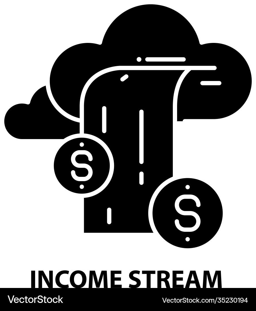 Income stream icon black sign Royalty Free Vector Image