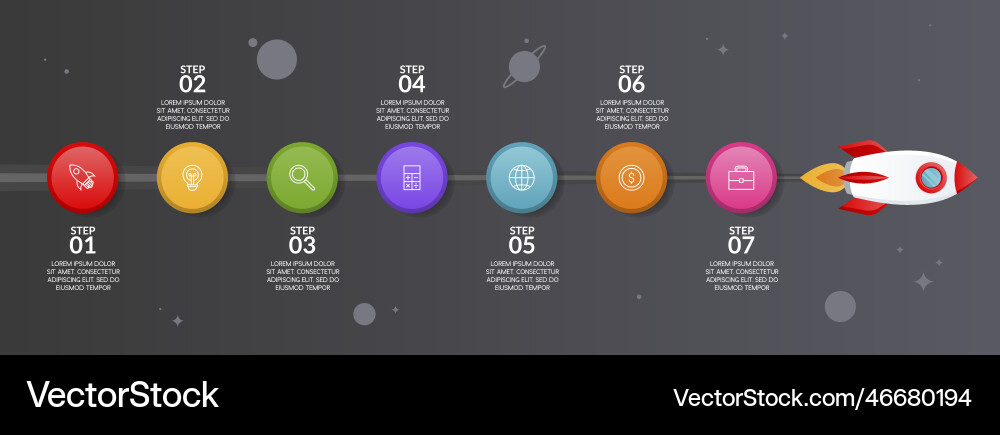 Infographics design template and icons with 7 Vector Image