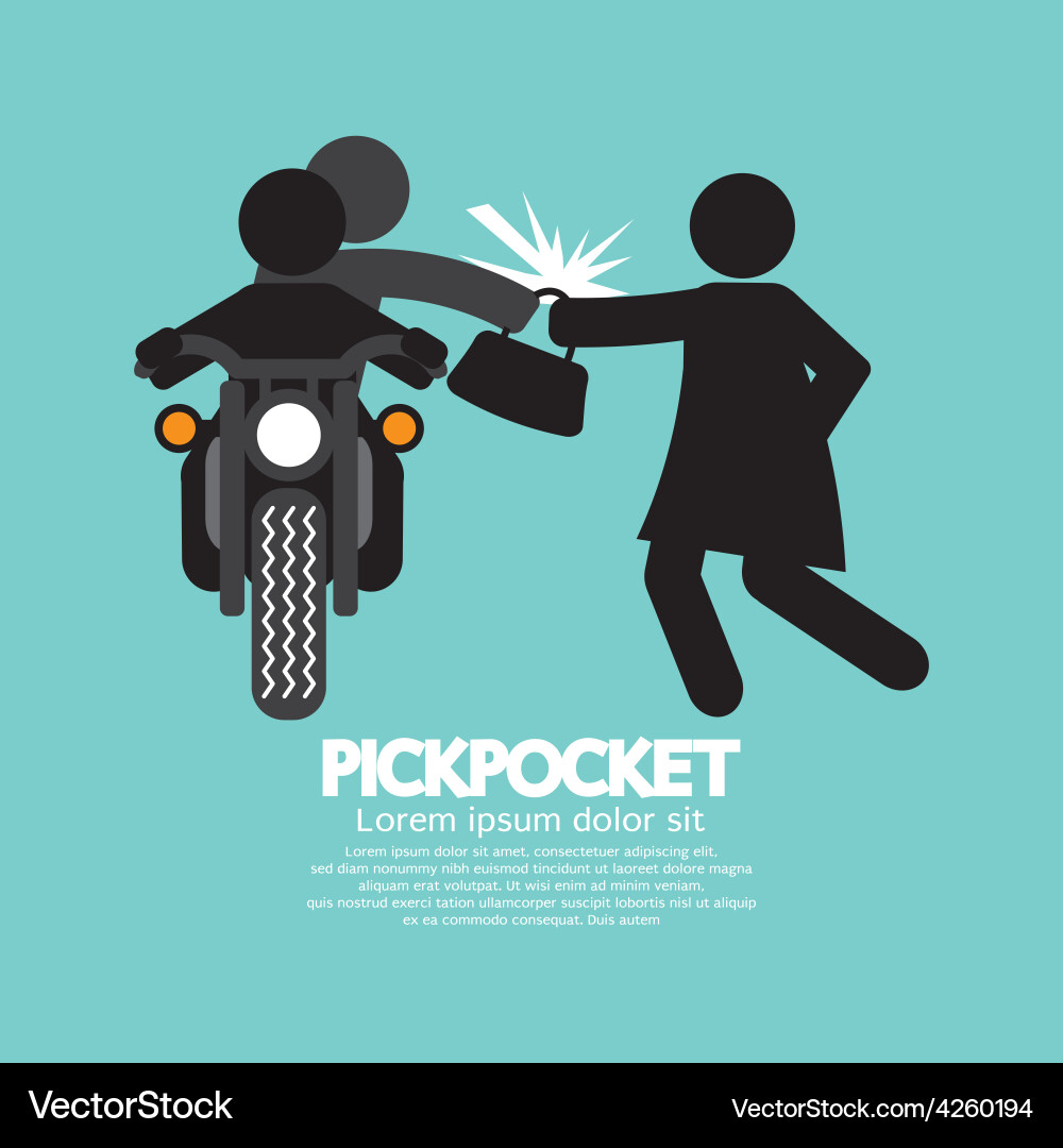 Pickpocket on motorcycle with the victim Vector Image