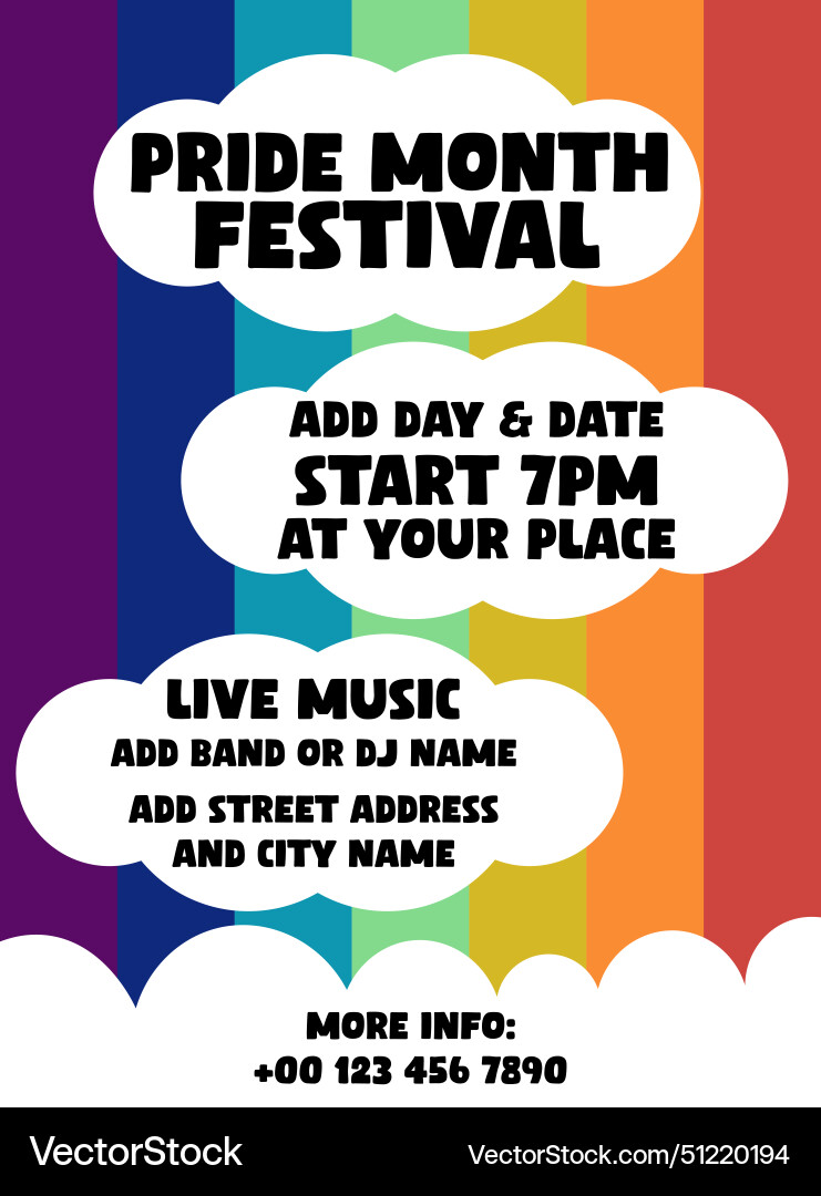Pride month festival poster flyer design Vector Image