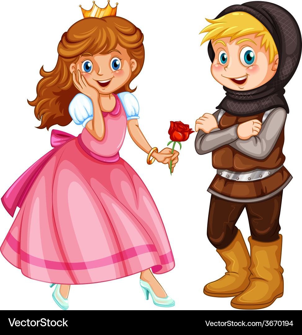 Princess and knight Royalty Free Vector Image - VectorStock