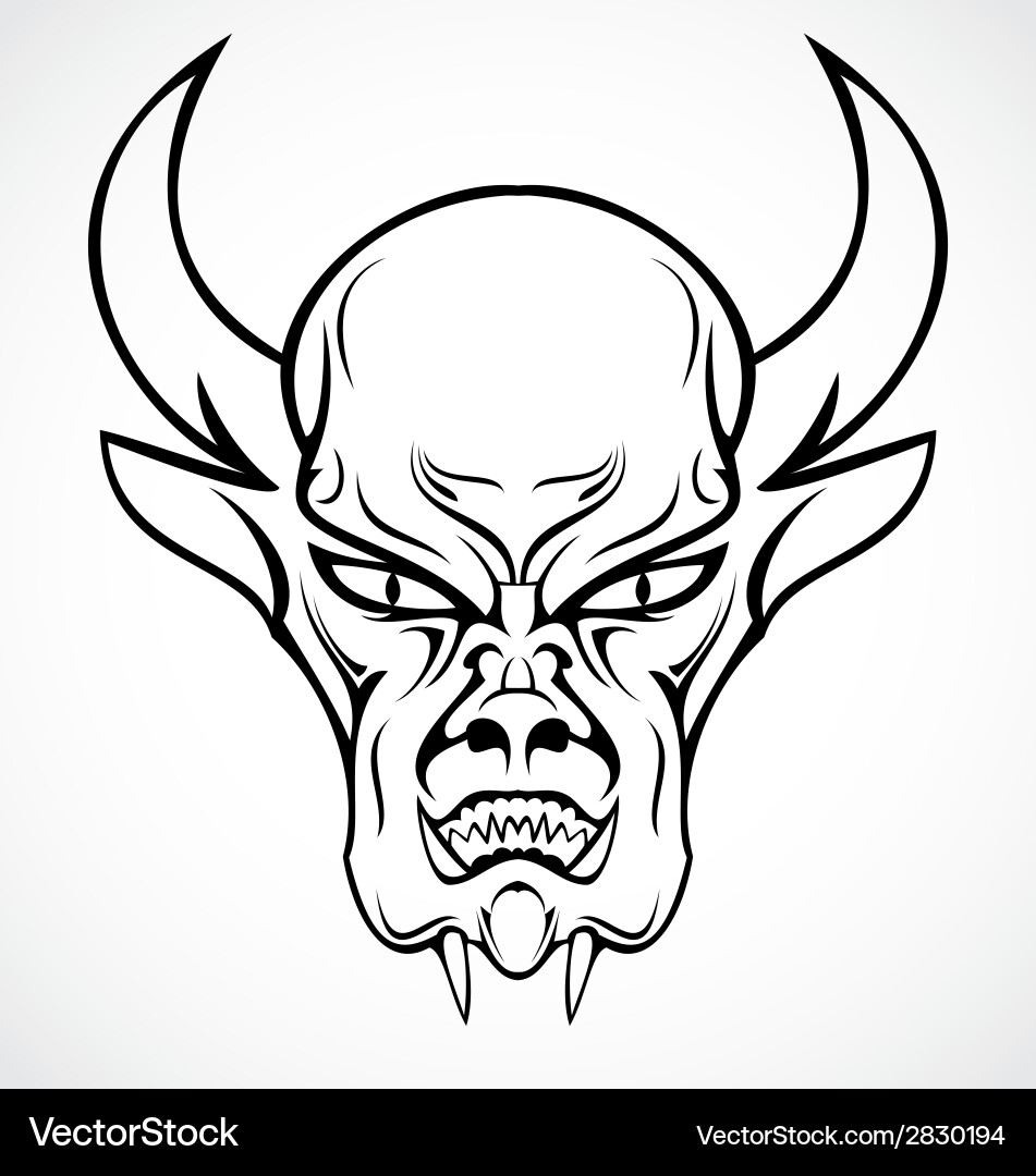 Teufel Gesicht Tattoo Design Lizenzfreies Vektorbild