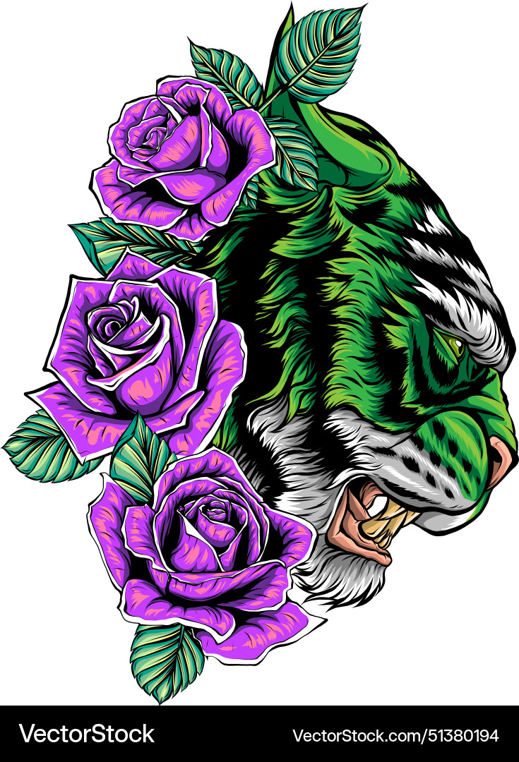 Tiger head in detailed style Royalty Free Vector Image