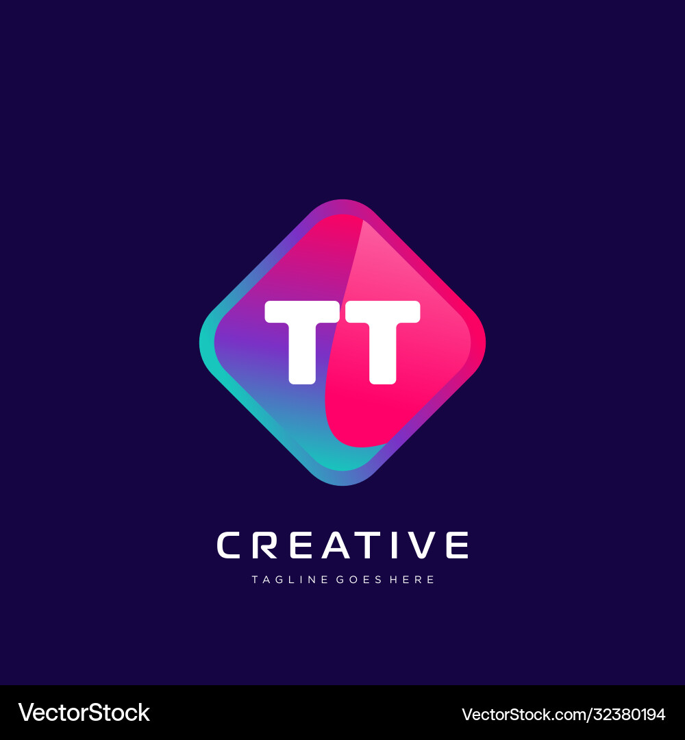 Tt initial logo with colorful template Royalty Free Vector