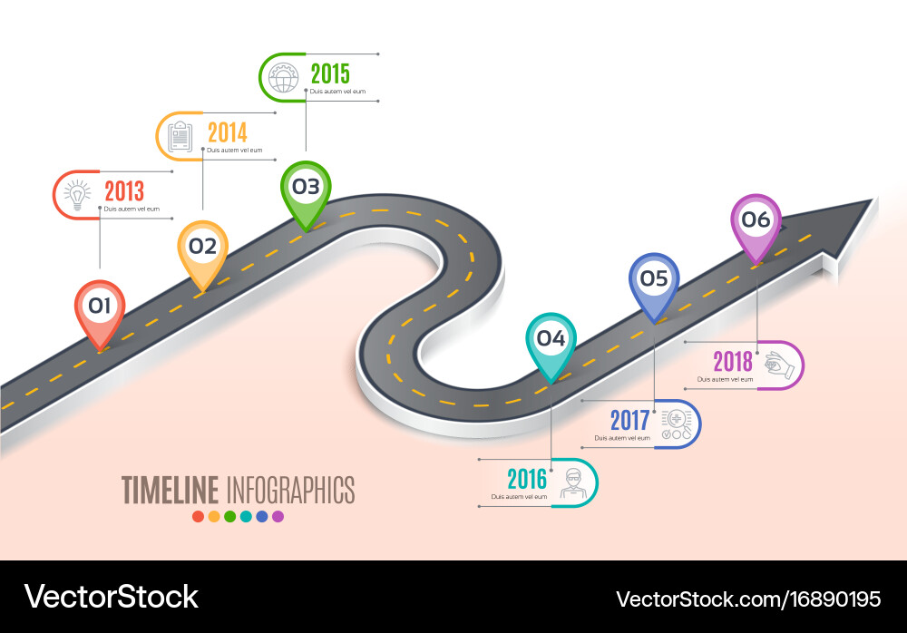 6 Step Navigation Roadmap Timeline Royalty Free Vector Image
