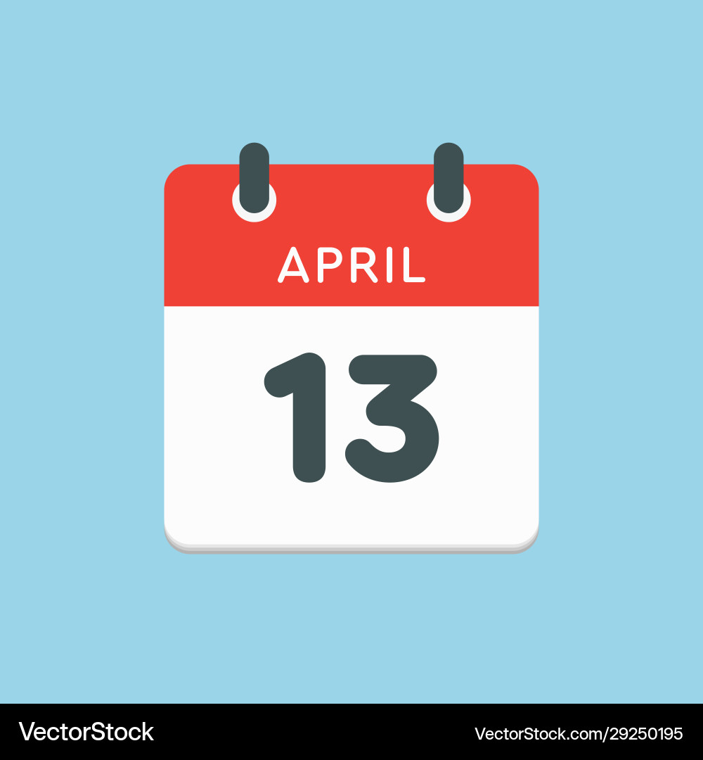 Calendar day 13 april days year Royalty Free Vector Image