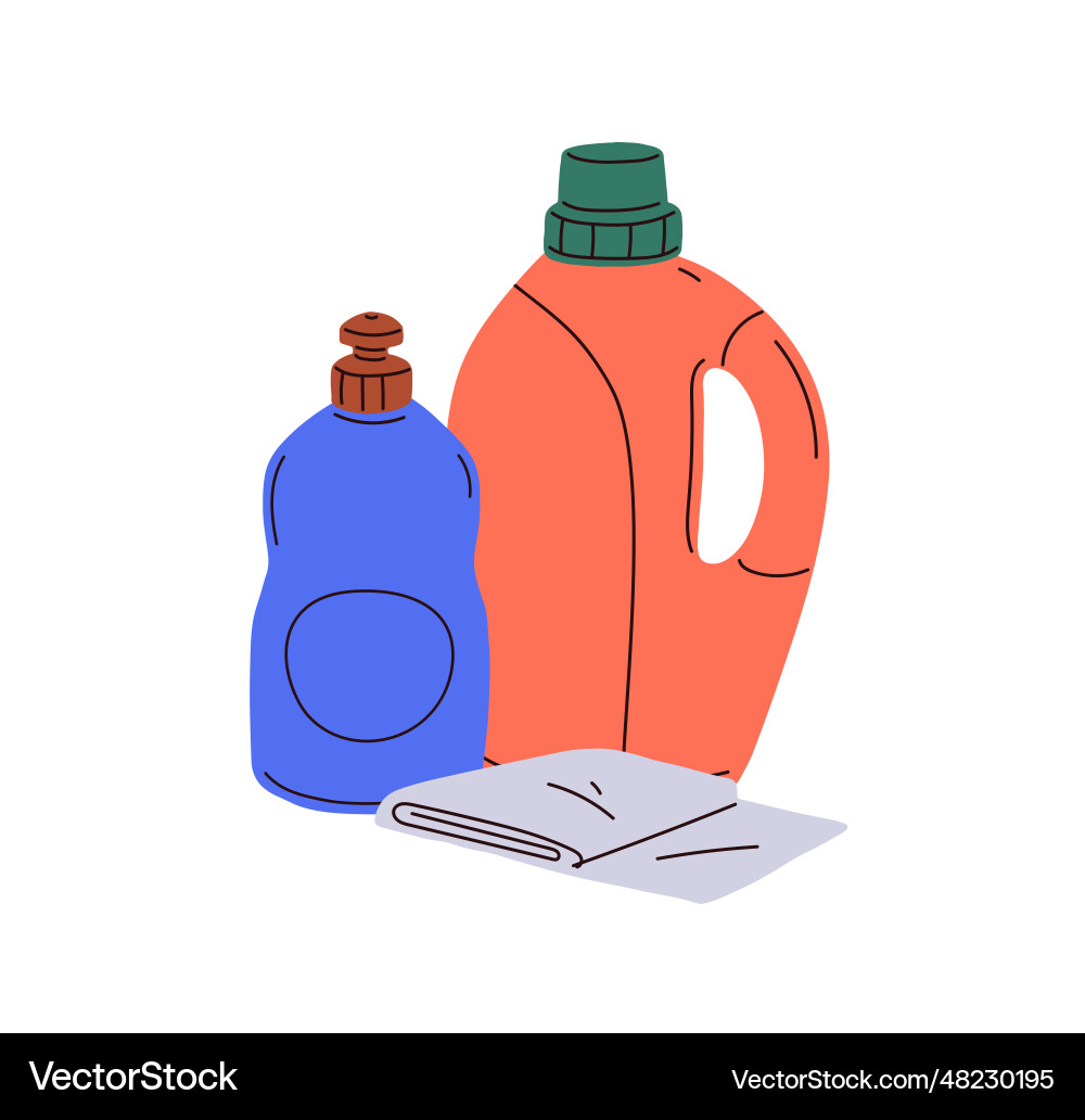 Cleaning chemicals home detergents in plastic Vector Image