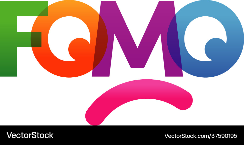 Fomo word joy of missing out Royalty Free Vector Image