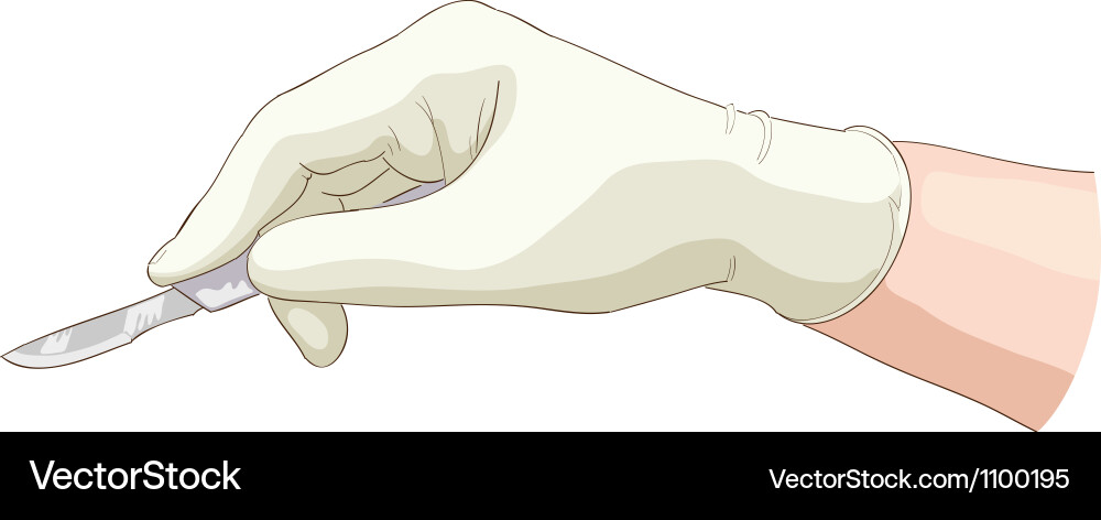 Hand holds a scalpel Royalty Free Vector Image
