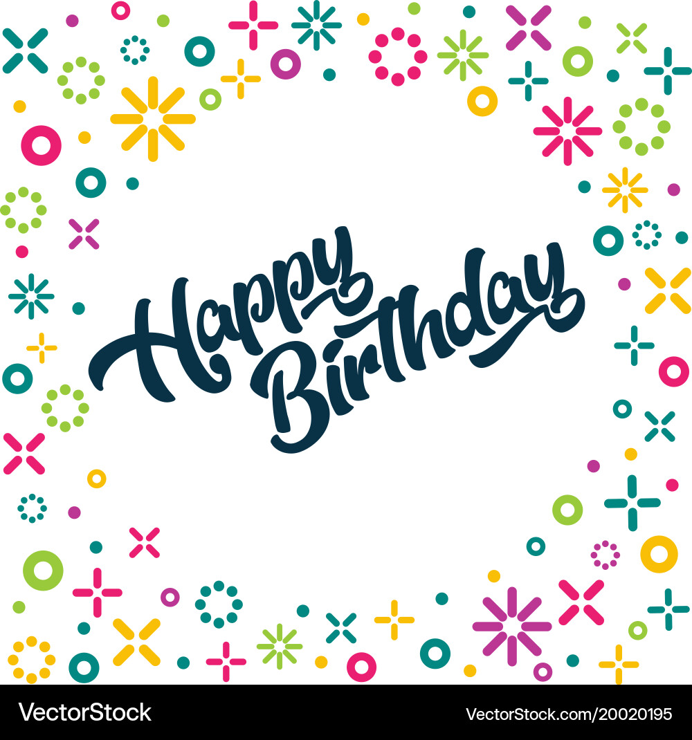 Happy Birthday Script Invitation Card Royalty Free Vector