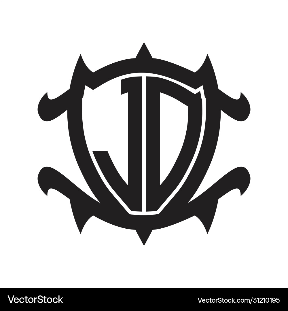 Jd logo monogram isolated with frame shield shape Vector Image
