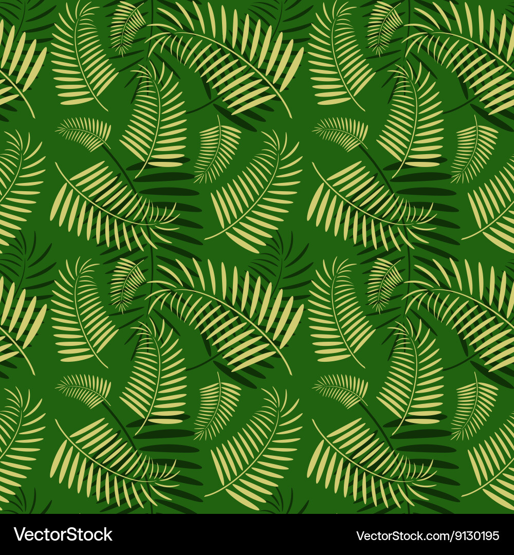 Seamless palm tree leaves pattern Royalty Free Vector Image