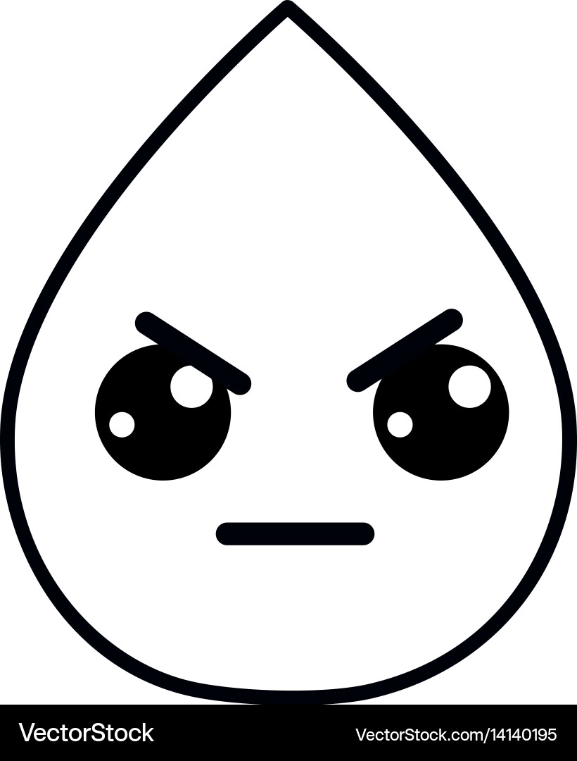 Silhouette kawaii nice angry drop water Royalty Free Vector