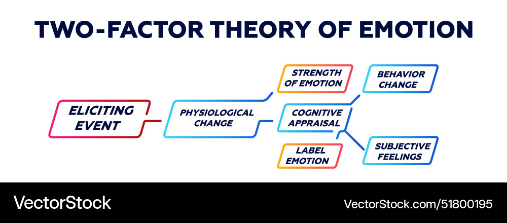 Two factor theory of emotion diagram process Vector Image