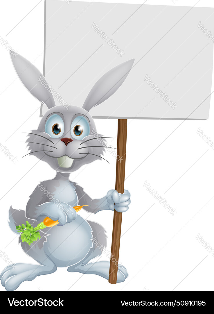 White bunny rabbit with carrot sign Royalty Free Vector