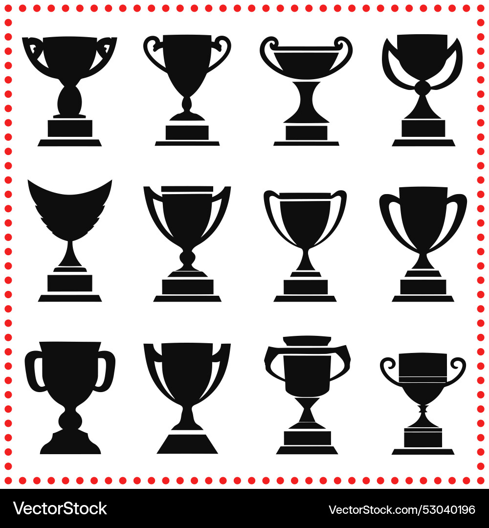 Awards trophy cup silhouettes symbols Royalty Free Vector